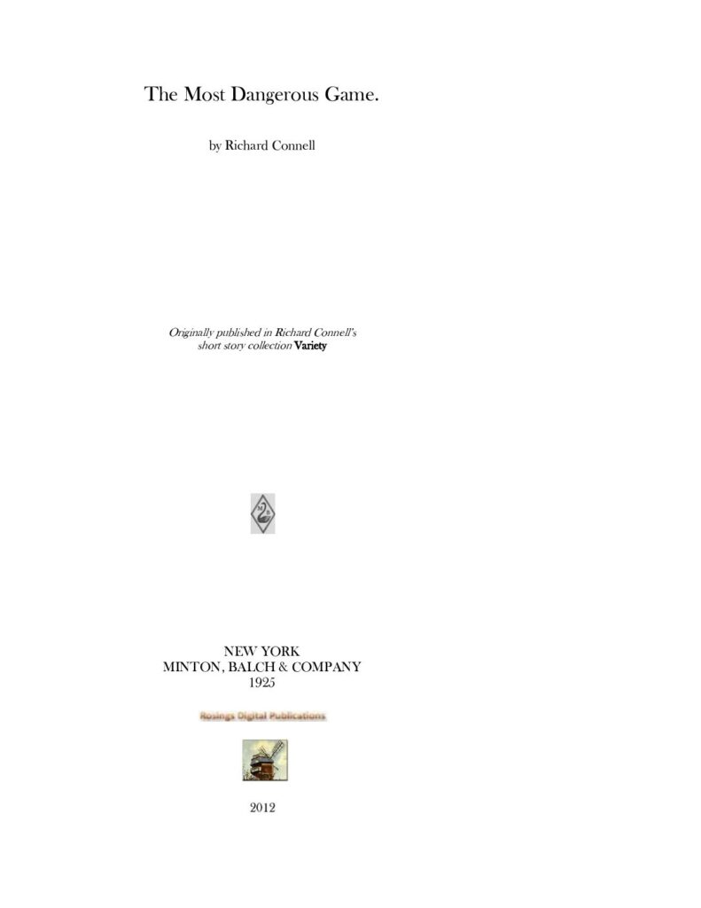 The Most Dangerous Game Richard Connell