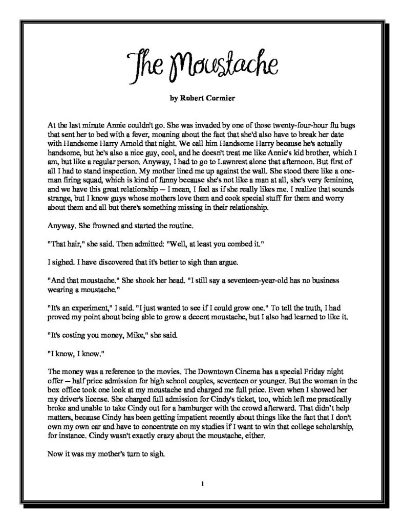 The Moustache Robert Cormier