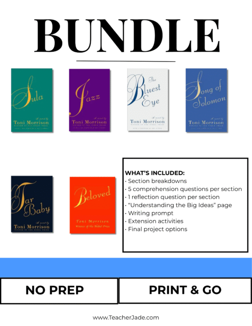 Toni Morrison Novel Study Bundle | Teacher Jade's Writing Academy